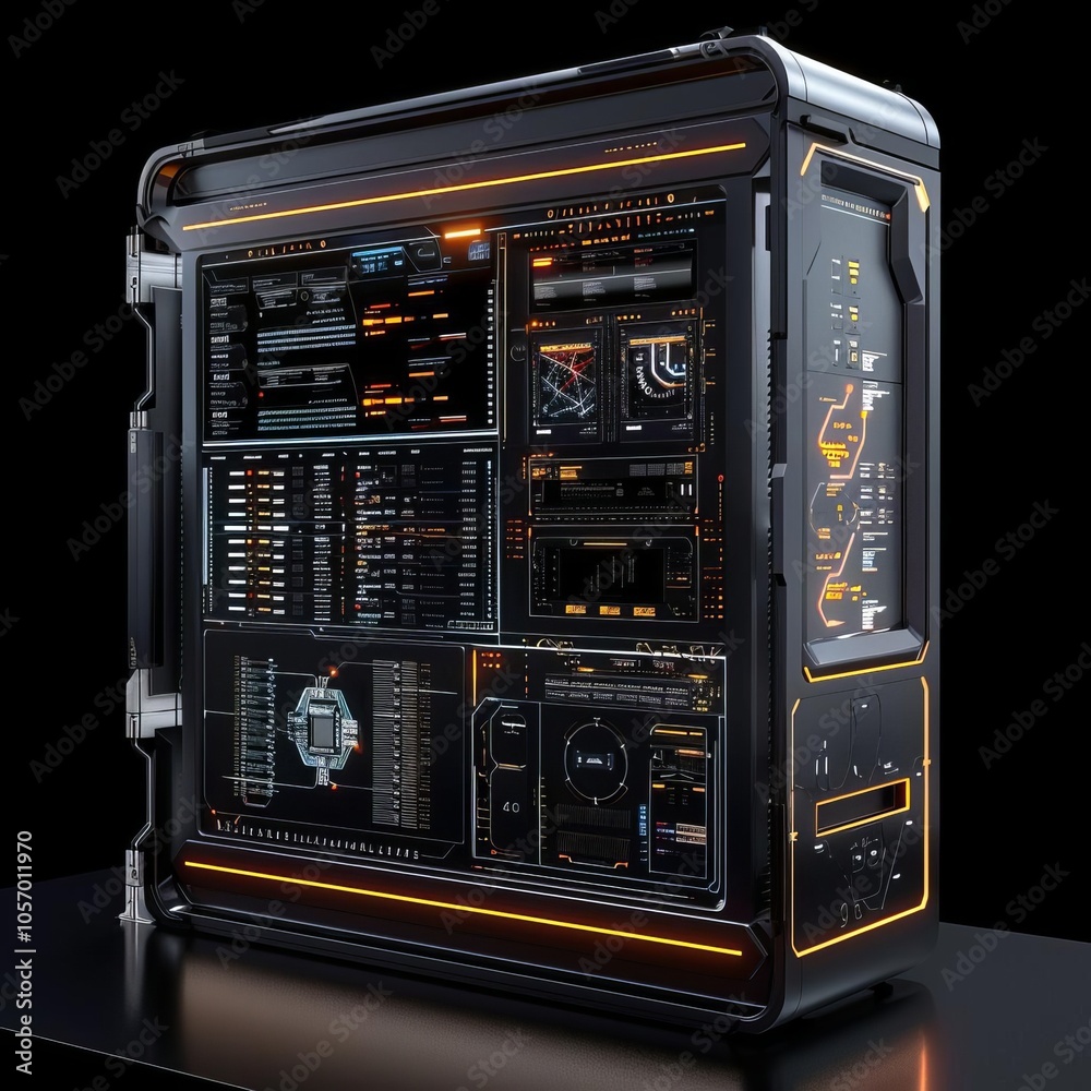 Photo & Art Print Futuristic 3D model of a nextgen mainframe with ...