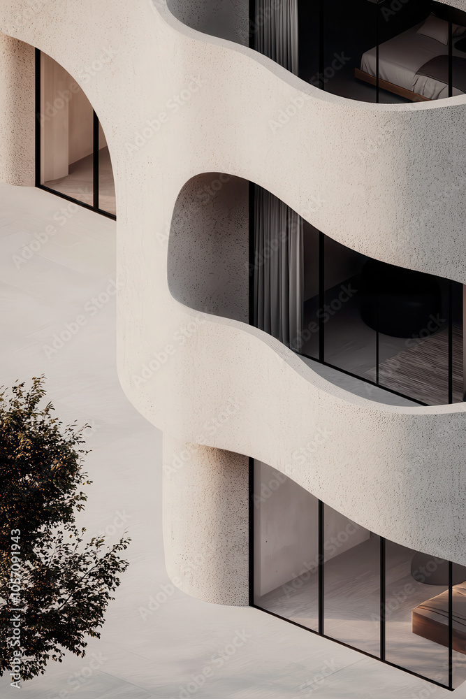 Elegant Modern Architecture Featuring a Unique Curved Facade and ...
