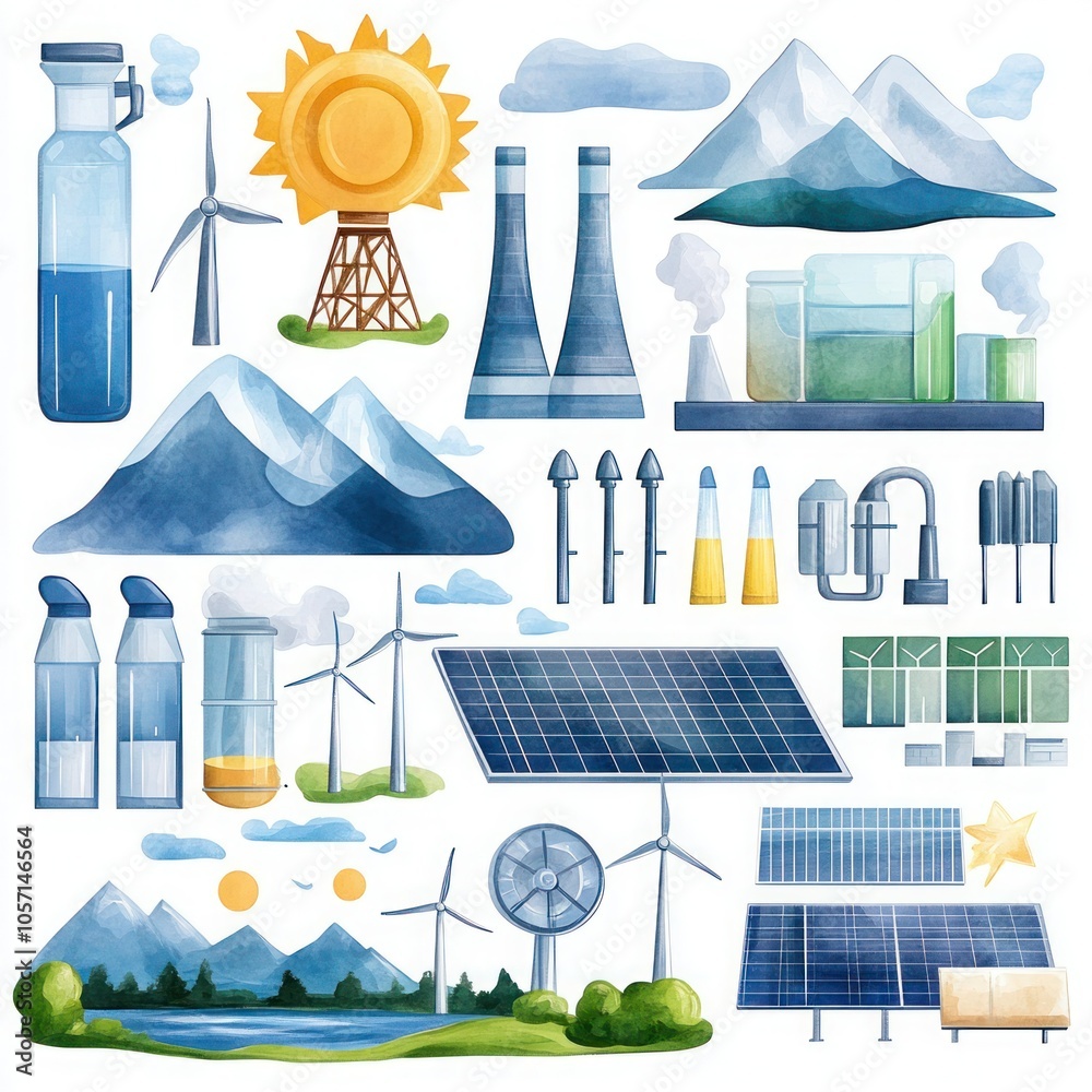 Green Energy Characters: Illustration Set of Sustainable Solutions ...