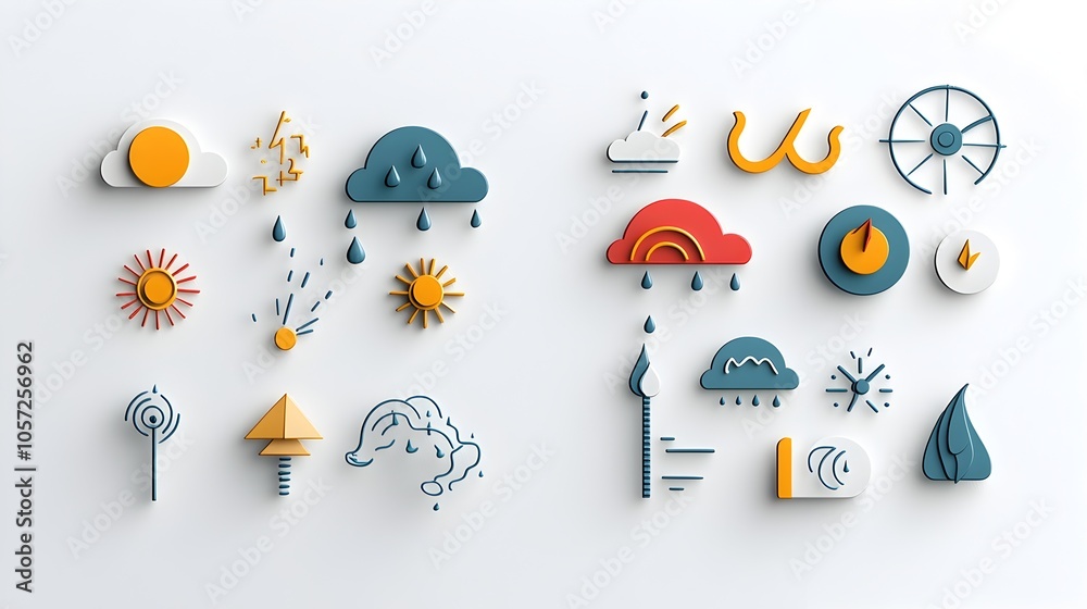 Elegant and Minimalist Weather Symbols Designed in Soft Muted Color ...