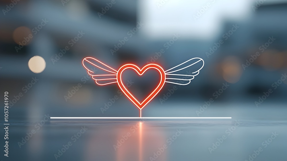 Stylized winged heart icon with clean lines and a bold modern aesthetic ...