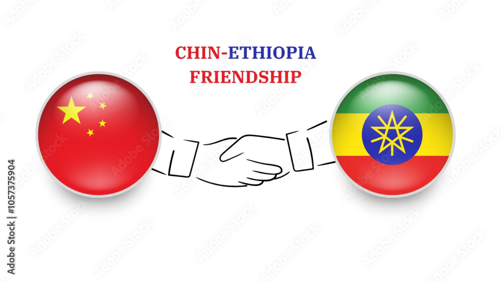 china and ethiopia flags in circle with shake hand. china And ethiopia ...