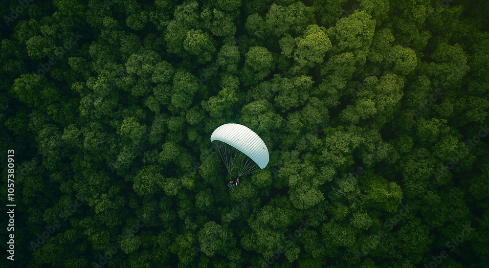Uma imagem aérea cativante de uma pessoa voando de parapente sobre uma ...