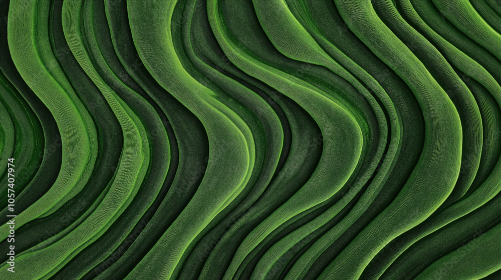 Abstract green texture with wavy patterns resembling organic leaf ...