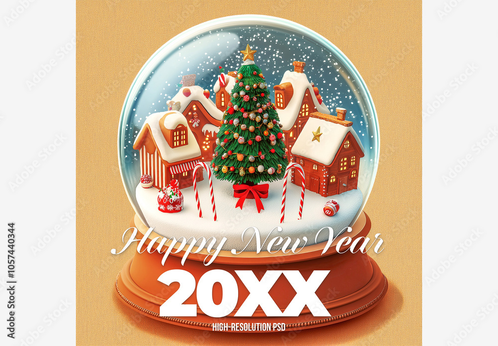 Holiday Templates: Snow Globe Magic with Christmas Trees & Candy Canes ...