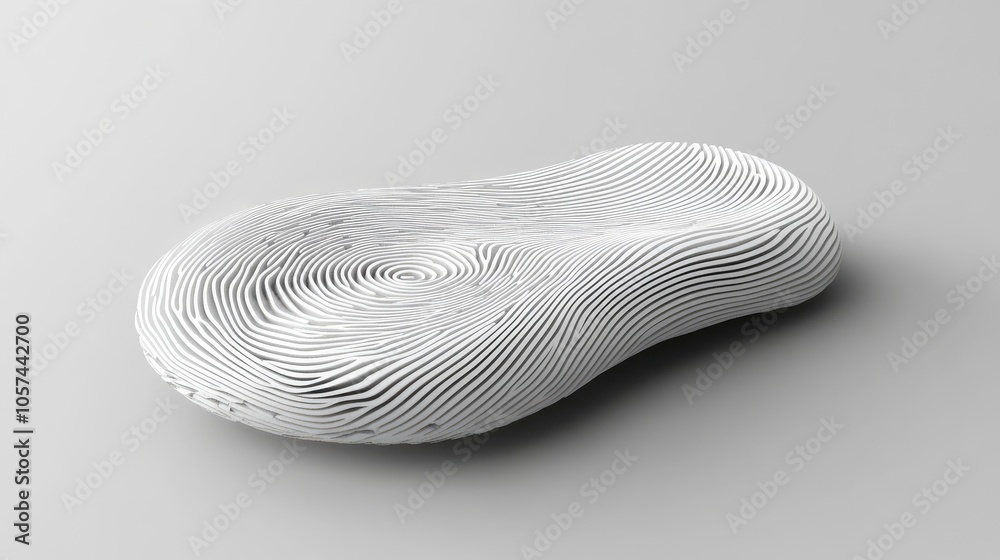 3D model of a fingerprint rendered in contrasting white and black ...