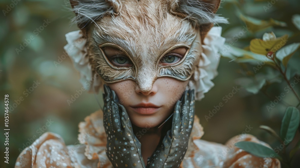 quadrobics . A girl wearing an animal mask and holding hand gloves ...