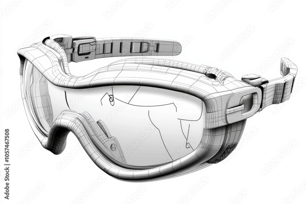 Simple outline of safety goggles with clean lines, capturing the ...