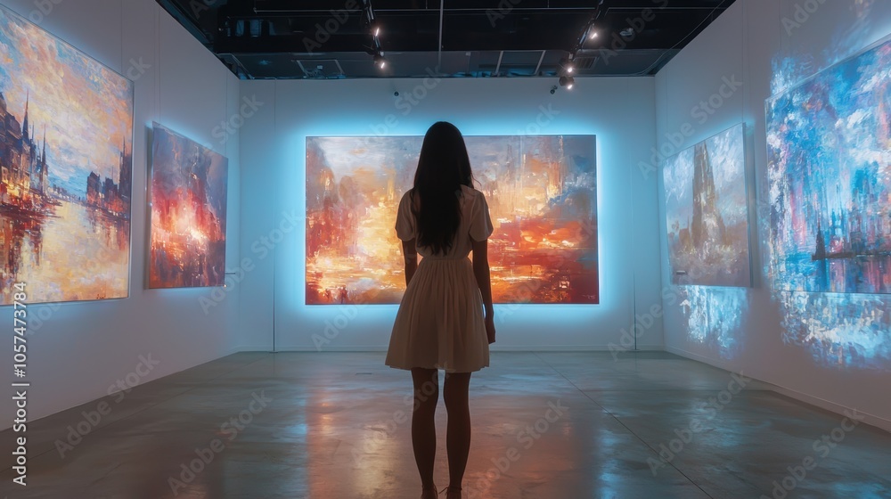 An art exhibit where visitors view paintings that come to life through ...