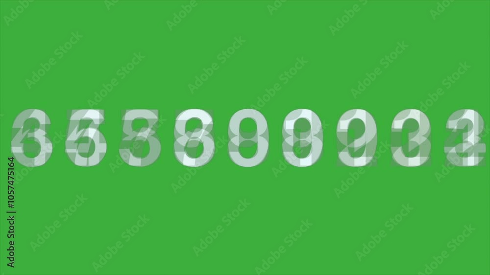 Animated video of fast moving numbers on a green screen background with ...