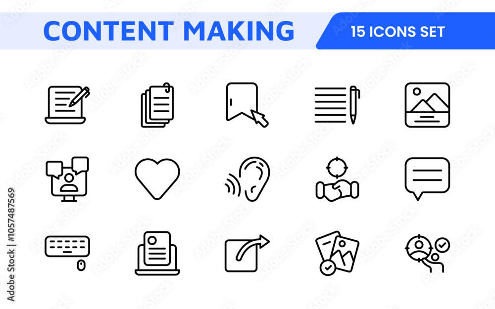 Content Creation Icon Set. Creative and versatile icons for bloggers ...