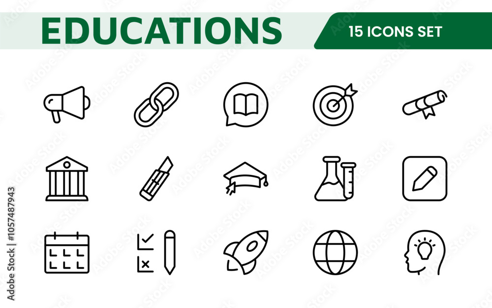 Education Tools Icon Set. Engaging and versatile icons for learning ...