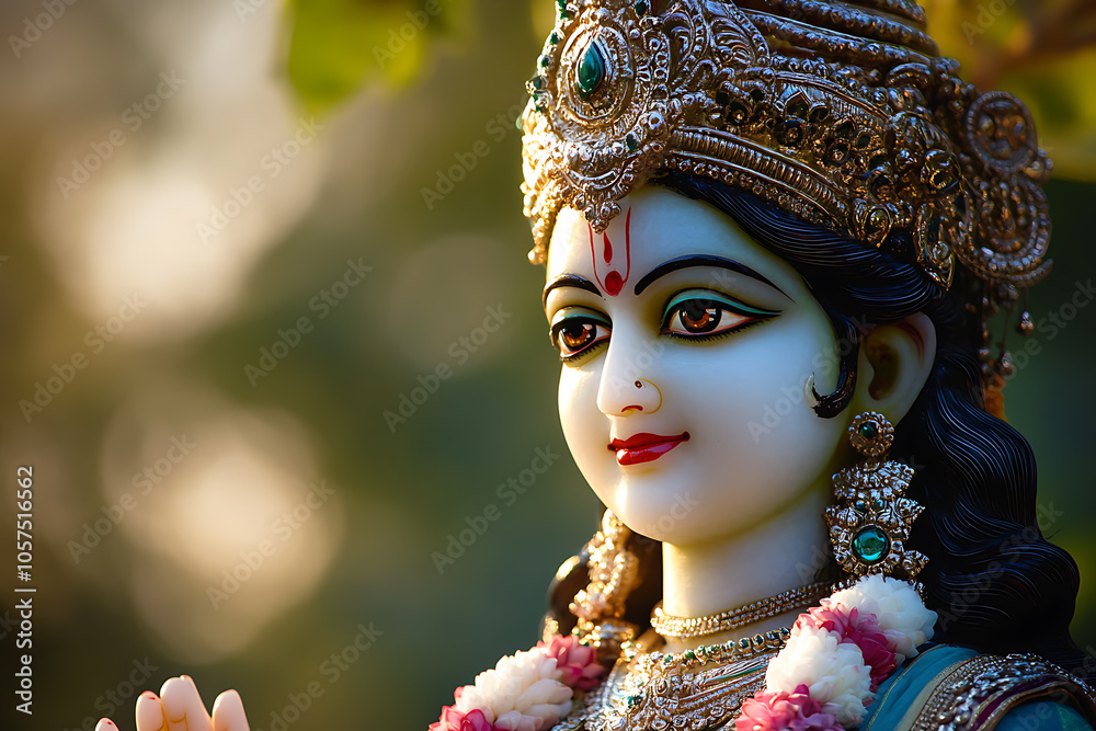 The image depicts the Hindu goddess Parvati, known for her grace ...