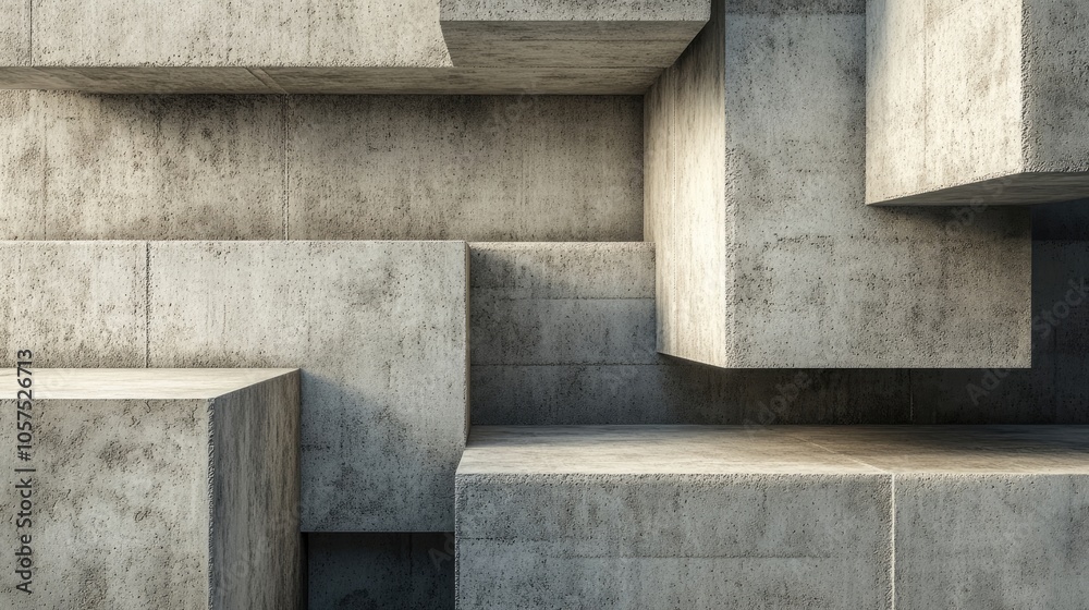 Poster 3D composition of cinderblock background created from stacked concrete blocks ...