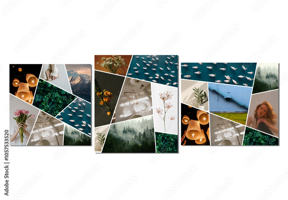 Trapezoid Photo Collage Set with Horizontal, Vertical and Square ...