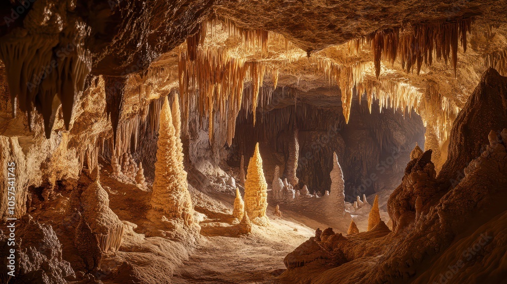Majestic Crystal Formations in Ancient Cave System: Artfully Lit ...