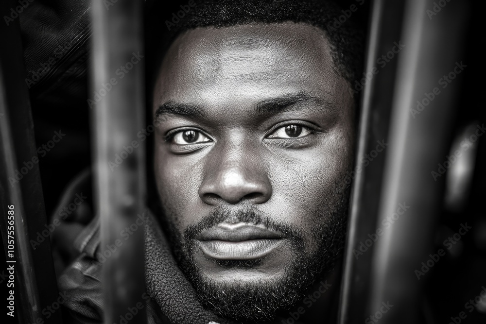 Police questioning a suspect in a small, starkly lit room, with one ...