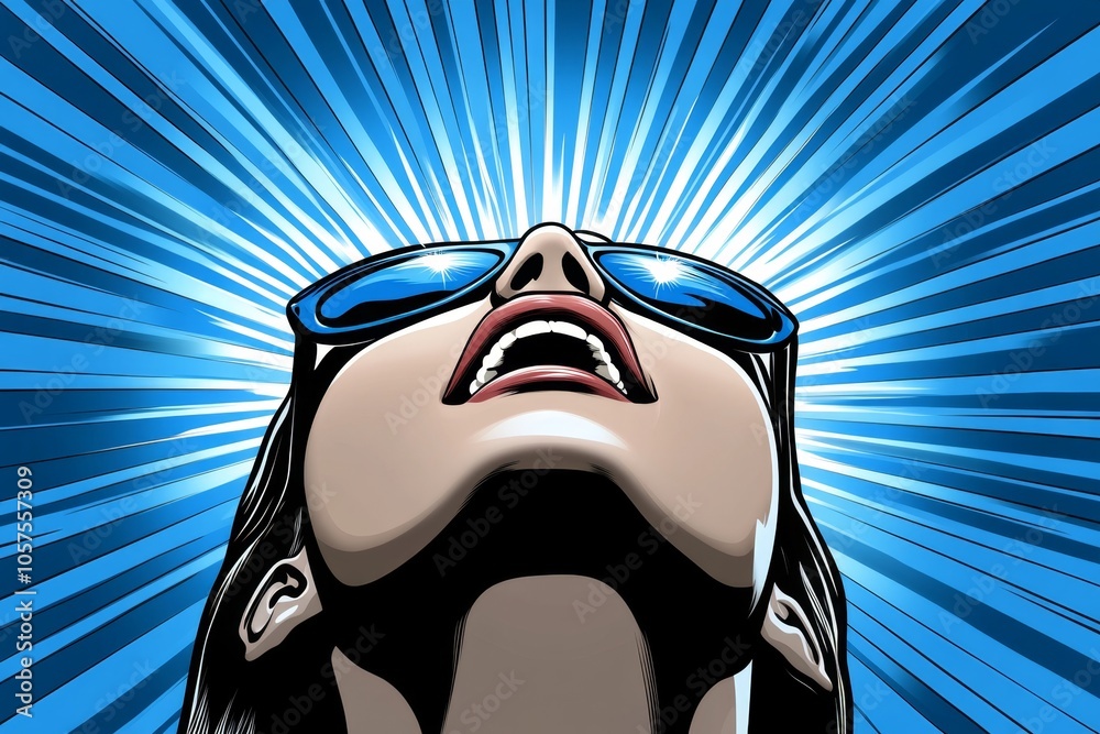 Retro-inspired illustration of a person giving a playful wink with a ...