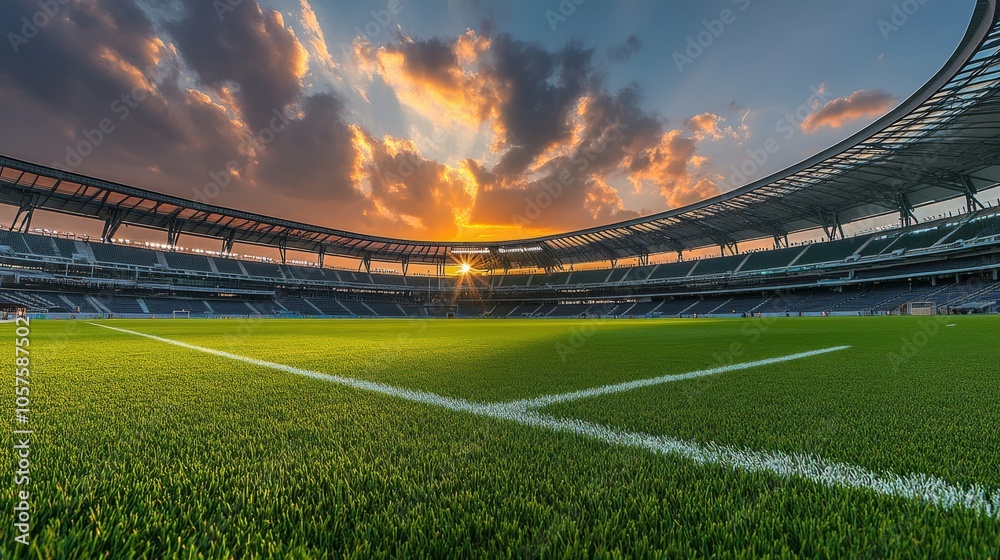 Football stadium with a dramatic sky in the background, showcasing the ...