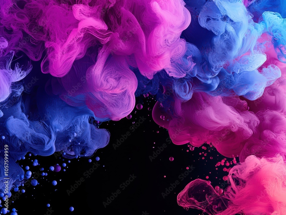Vivid color explosion in abstract cloud-like form, blending pink ...