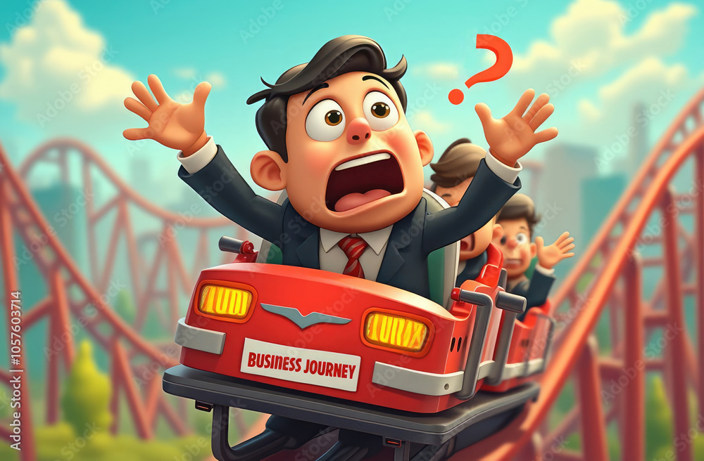 Business journey concept: animated businessman or entrepreneur on ...