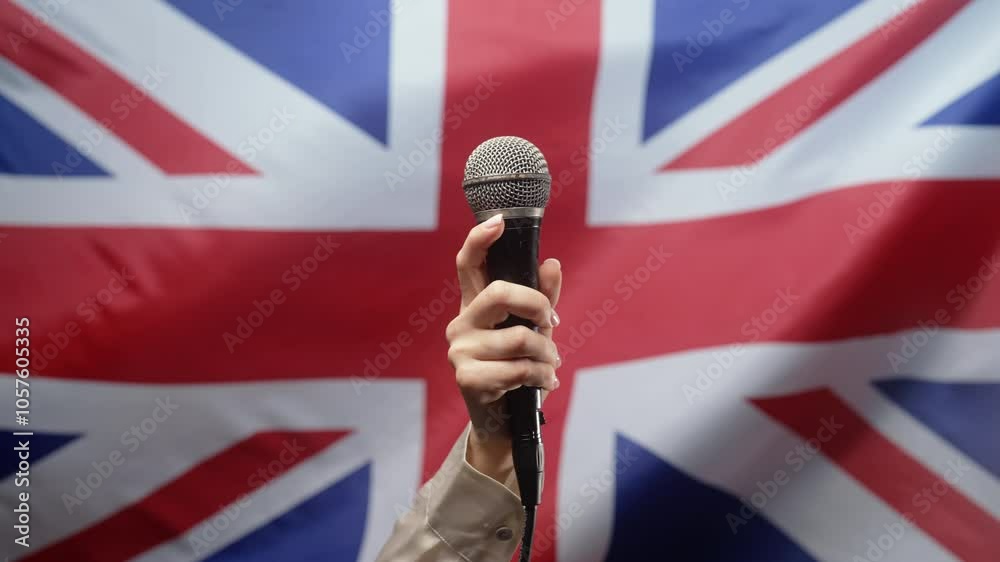 Woman Singer Tv Presenter Holding Mic,mike Or Microphone In Hand On ...