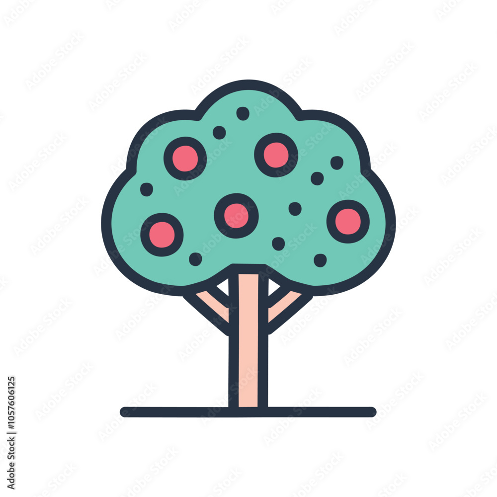 Fruit tree icon. Simple fruit tree illustration, symbolizing growth ...