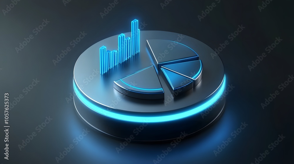 Cute isometric 3D image of 3D pie chart and bar chart in realistic ...