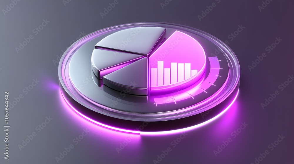 Cute isometric 3D image of 3D pie chart and bar chart in realistic ...