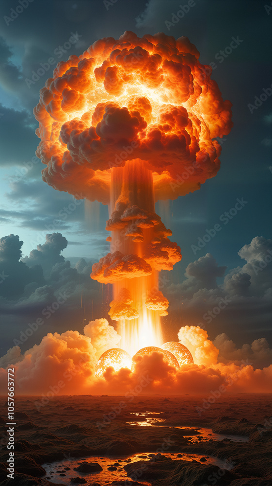 A colossal explosion lights up the sky as a nuclear test unfolds ...