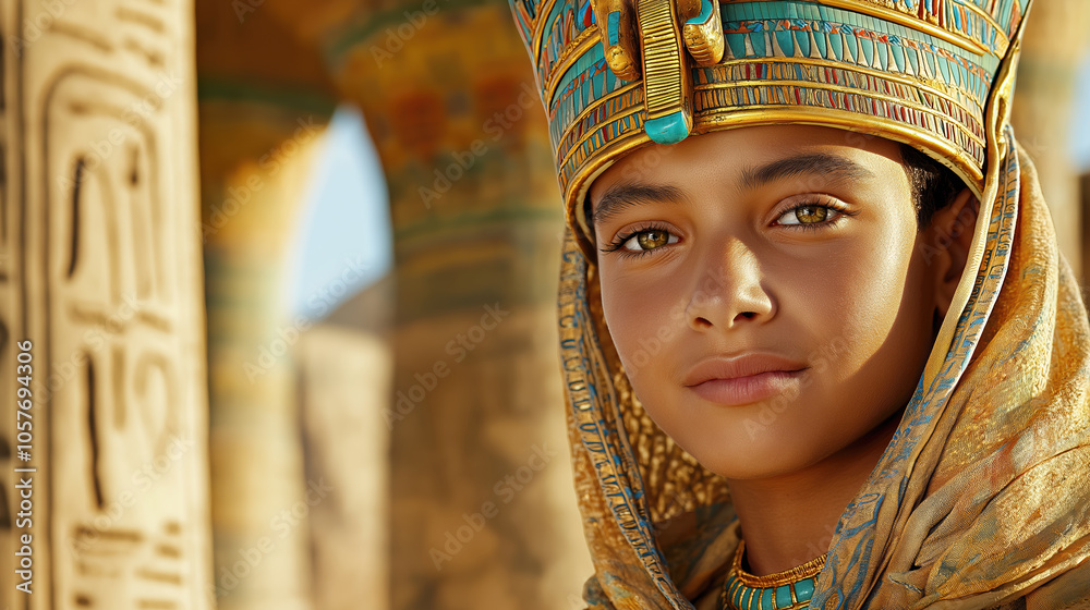 Ancient egyptian royalty in traditional attire amidst hieroglyphic ...