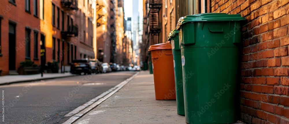 Vibrant recycling bins in various colors arranged along a city street ...