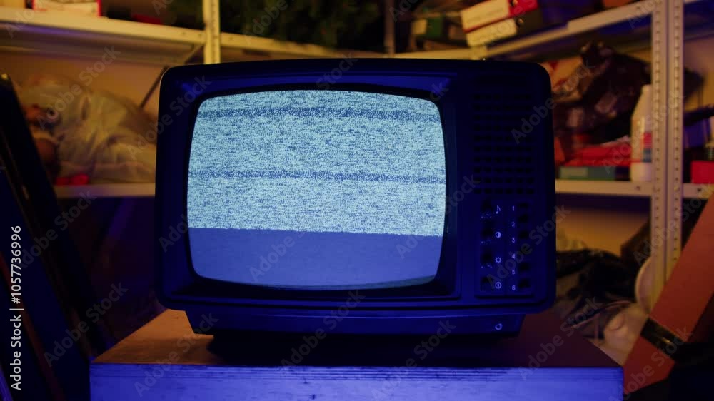 Retro TV, vintage television In a nostalgic setup, a retro TV displays ...