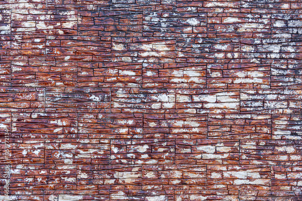 Detailed view of a brick wall. The bricks are arranged in a staggered ...