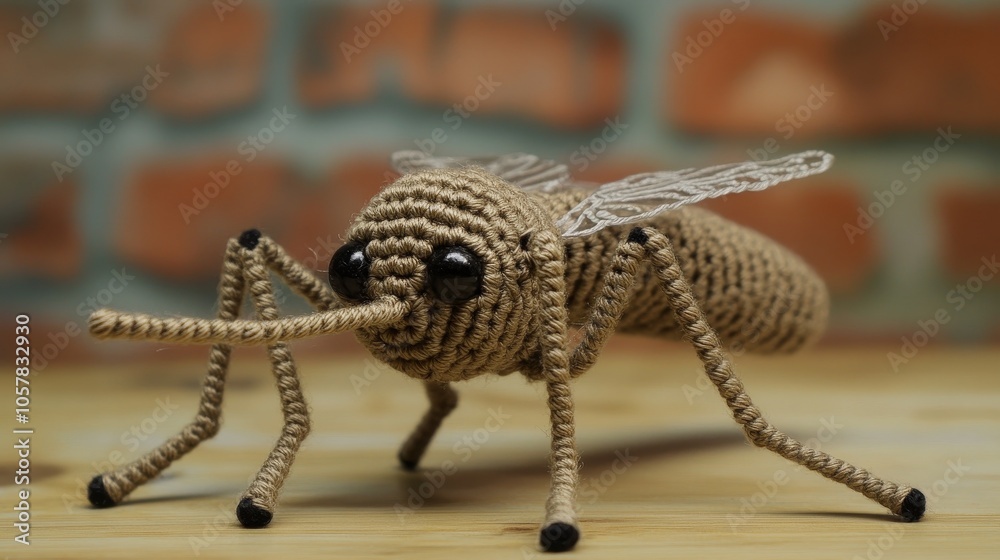 A cleverly designed crochet mosquito, featuring realistic details ...