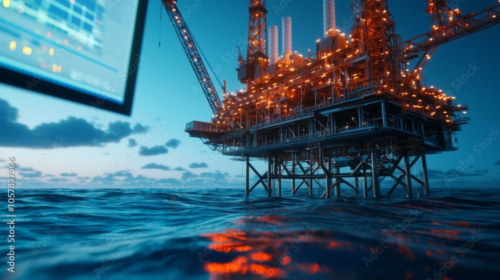 A team of engineers using 3D modeling software to create an offshore ...
