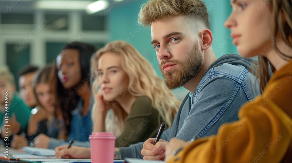 Migrants participating in a language class, expressions of ...