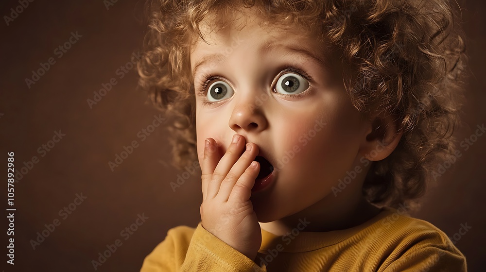 Emotional image of a charming little boy of African descent, displaying ...