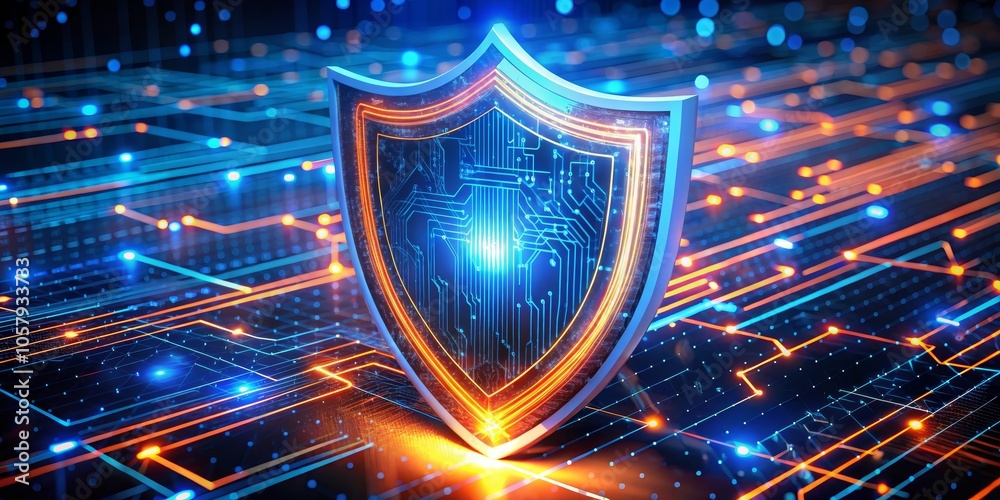 Futuristic Cyber Security Shield - Metallic Defense in Digital Network ...