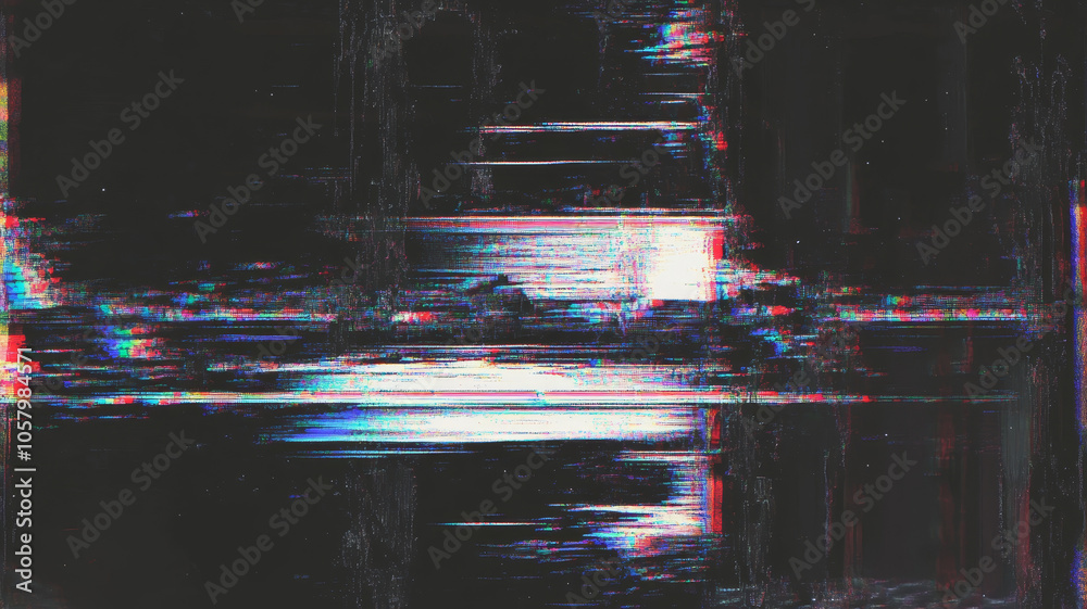 Mysterious dark glitch effect with digital noise and broken pixels ...