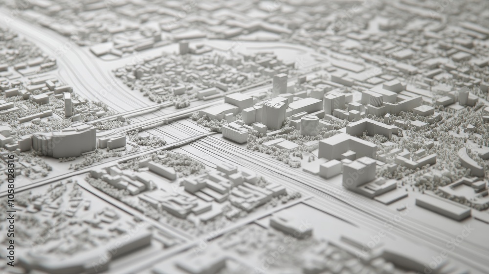 Detailed top view of a city model, showcasing urban planning ...
