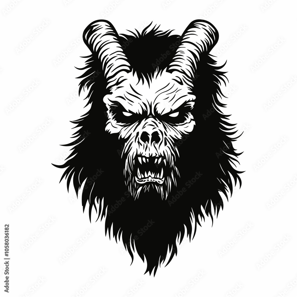 Baphomet. Vector illustration in engraving technique of demon with goat ...