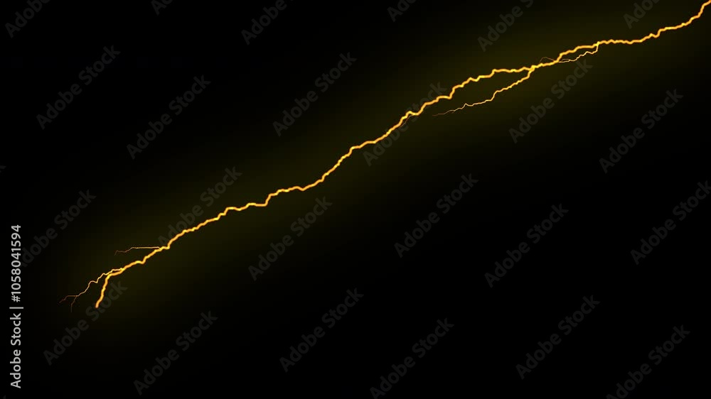 Yellow Color Thunderstorm Animation On Alpha Channel. Lighting Strike ...