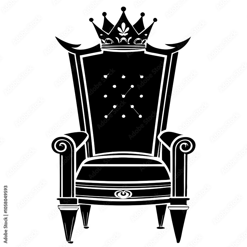 Royal Throne Silhouette: A majestic black silhouette of a regal throne ...