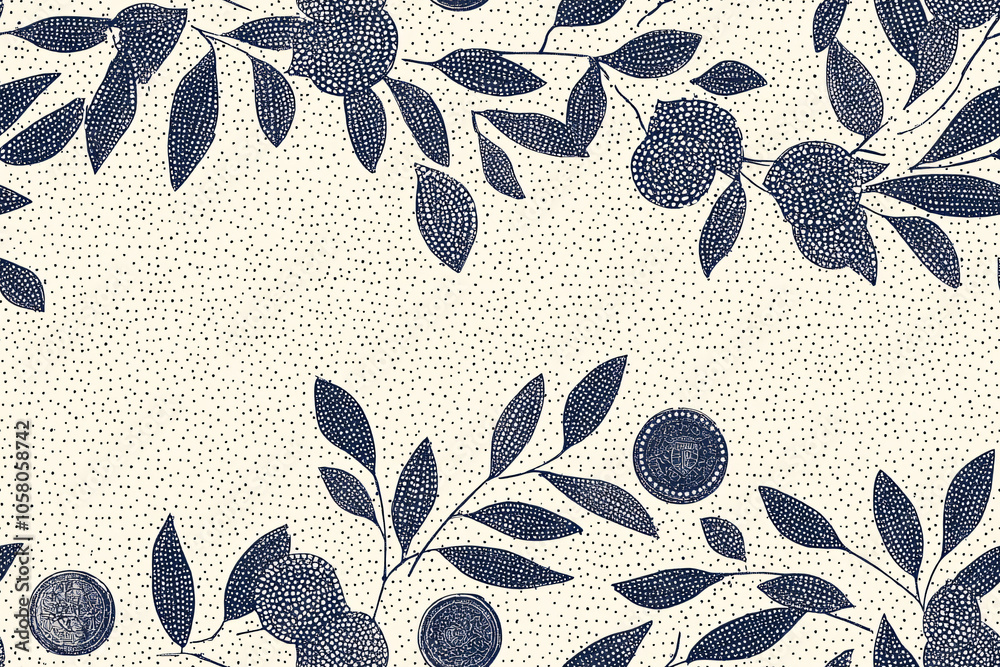 seamless repetitive pattern of olive wreaths and Greek coins featuring ...