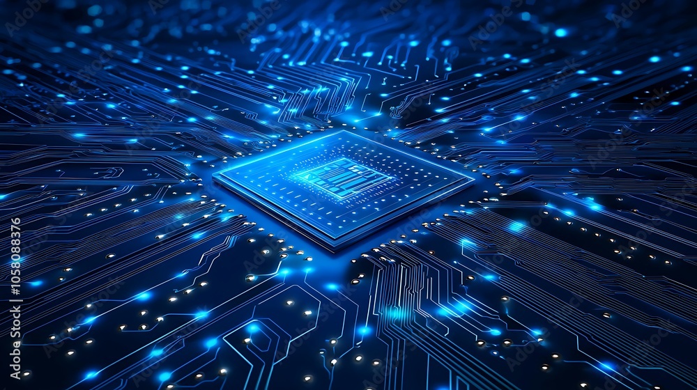 Abstract digital circuit board on technology blue background. Circuit ...