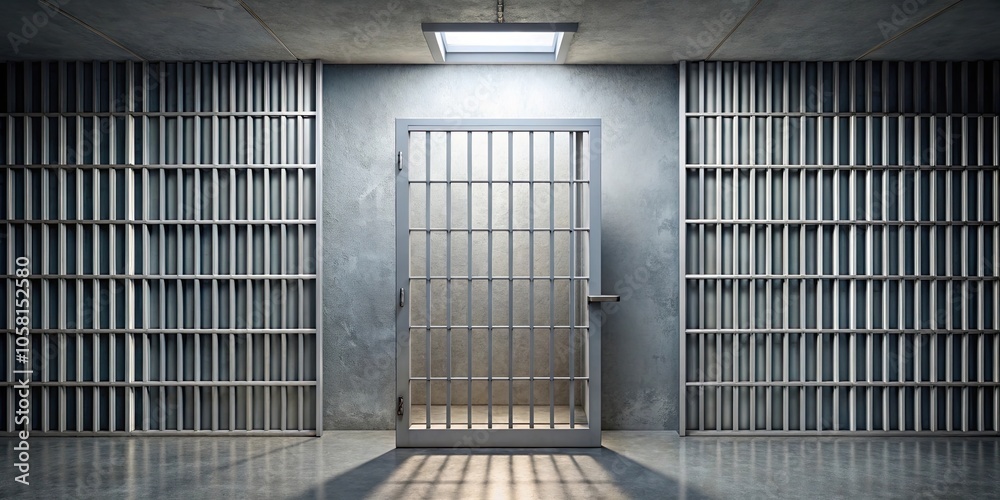 Prison cell with lattice door , incarceration, imprisonment ...