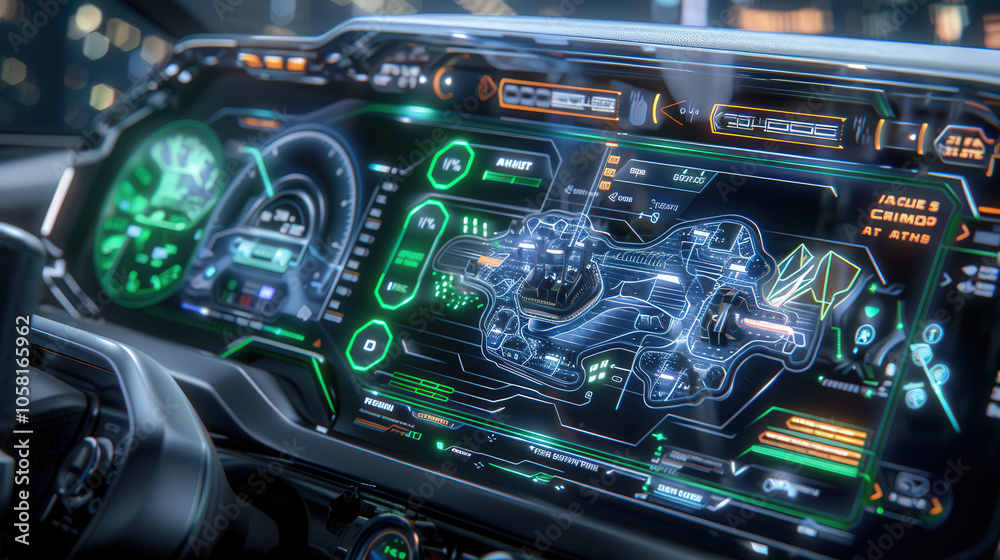 Futuristic digital dashboard display with advanced technology and ...