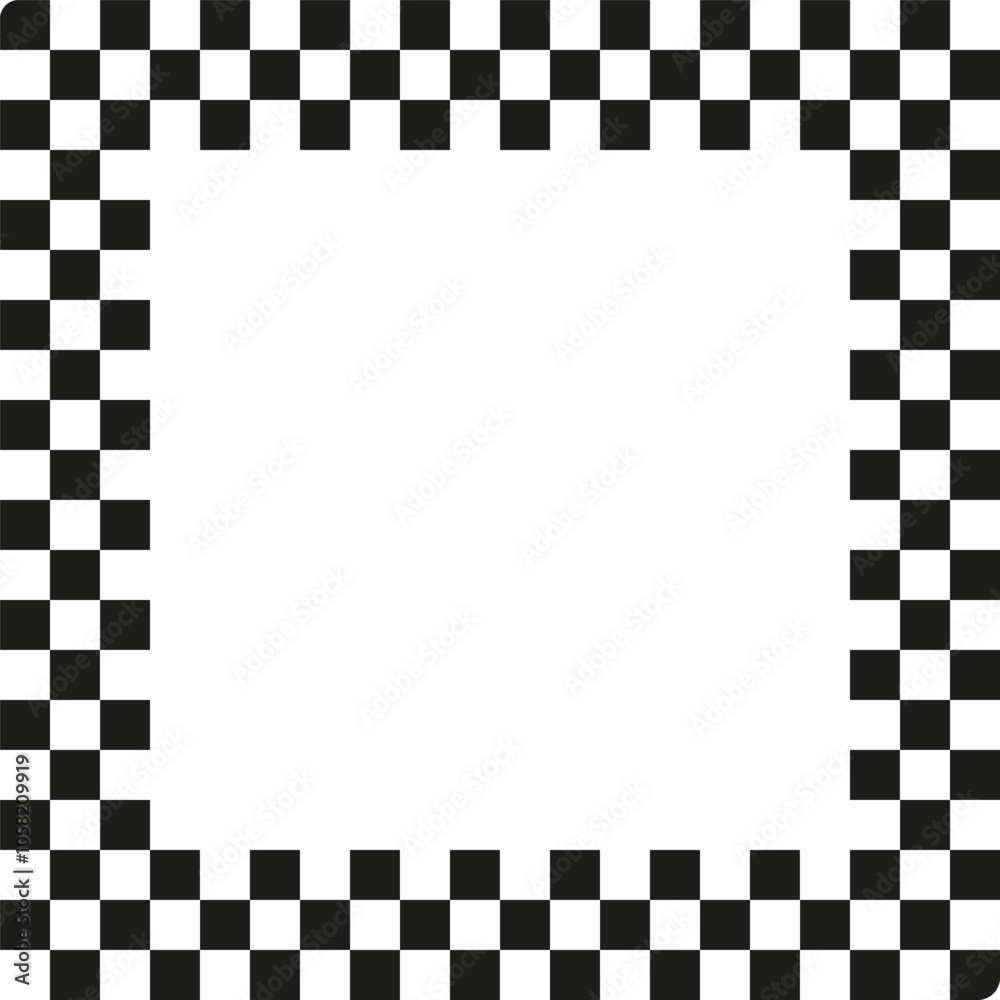 Checkered border frame. Geometric corner shape. Black and white pattern ...