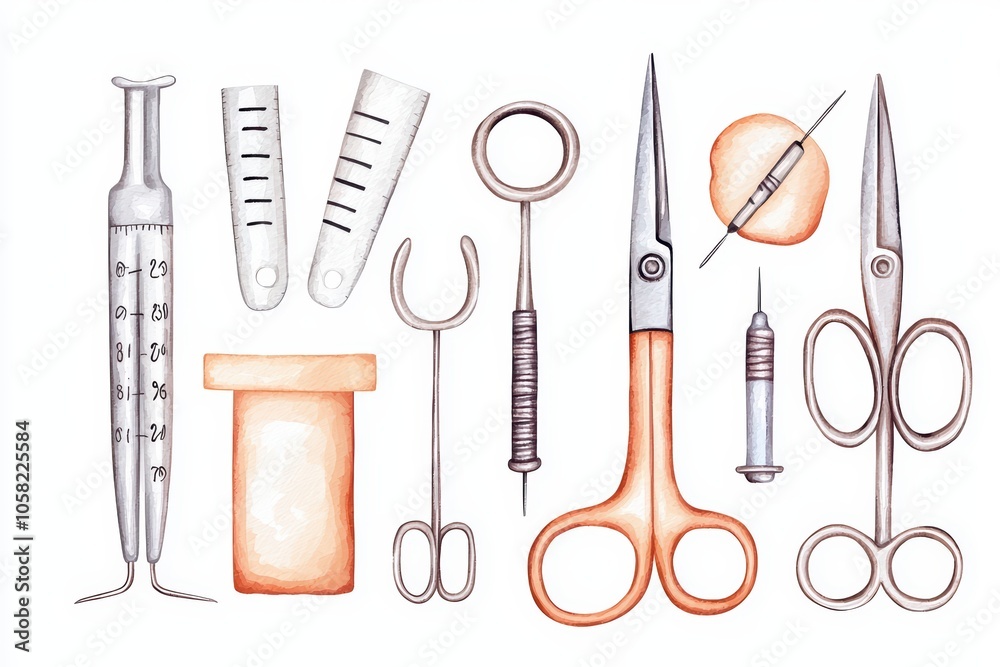 Medical tools and instruments illustration on white background ...